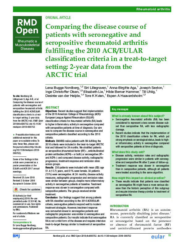 (PDF) Comparing the disease course of patients with seronegative and ...