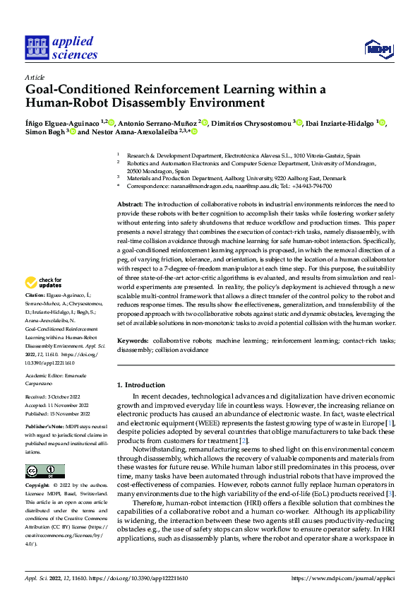 (PDF) Goal-Conditioned Reinforcement Learning within a Human-Robot Disassembly Environment