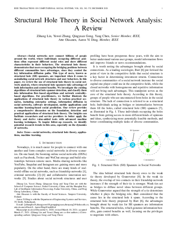 (PDF) Structural Hole Theory in Social Network Analysis: A Review