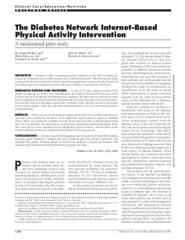 (PDF) The Diabetes Network Internet-Based Physical Activity Intervention