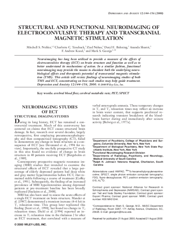 (PDF) Neuroimaging Insights on ECT and TMS Therapy Effects