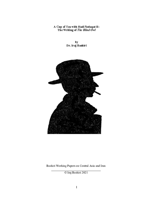 (PDF) A Cup of Tea with Hadi Sedaqat II: The Writing of The Blind Owl