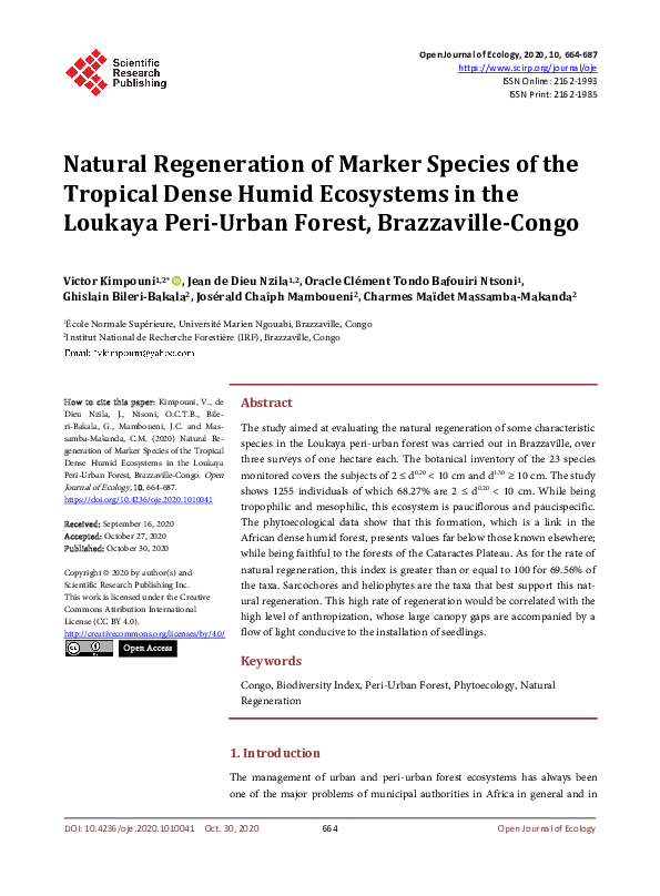 (PDF) Natural Regeneration of Marker Species of the Tropical Dense ...