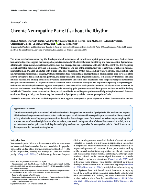 (PDF) Chronic Neuropathic Pain: It's about the Rhythm