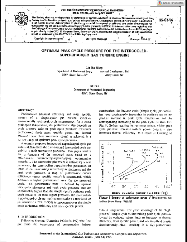 (PDF) Optimum Peak Cycle Pressure for the Intercooled-Supercharged Gas ...