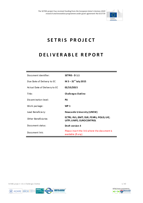 (PDF) EU H2020 SETRIS PROJECT D1.1 Challenges Outline