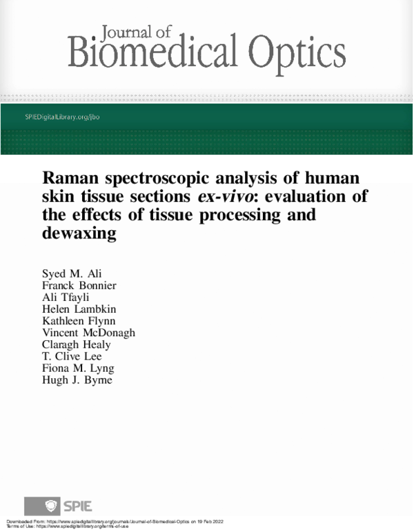 (PDF) Raman spectroscopic analysis of human skin tissue sectionsex-vivo ...