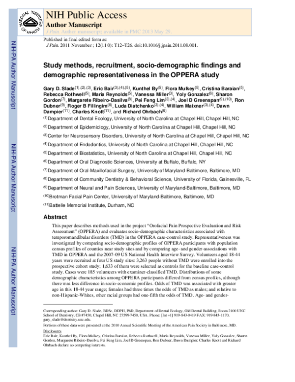 (PDF) Study Methods, Recruitment, Sociodemographic Findings, and ...
