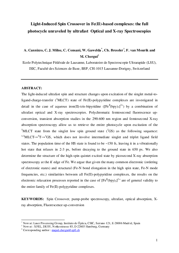 (PDF) Light-induced spin crossover in Fe(II)-based complexes: The full ...