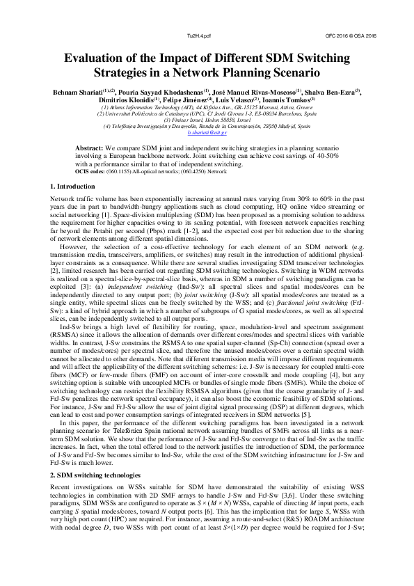 (PDF) Evaluation of the Impact of Different SDM Switching Strategies in ...