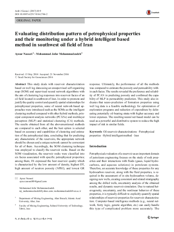 (PDF) Evaluating distribution pattern of petrophysical properties and their monitoring under a ...