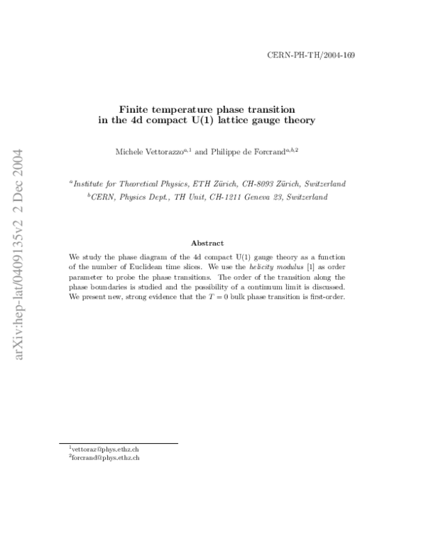 Pdf Finite Temperature Phase Transition In The 4d Compact U 1