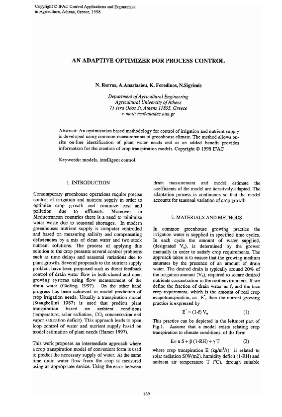 (PDF) An Adaptive Optimizer for Process Control