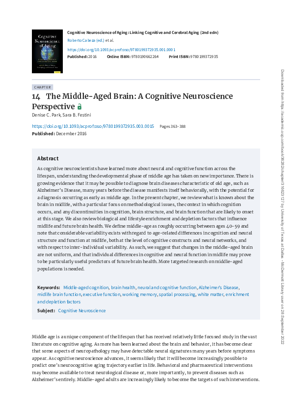 (PDF) The Middle-Aged Brain: A Cognitive Neuroscience Perspective