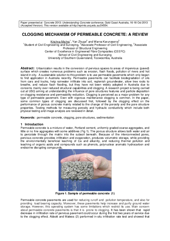 (PDF) Clogging mechanism of permeable concrete: A review