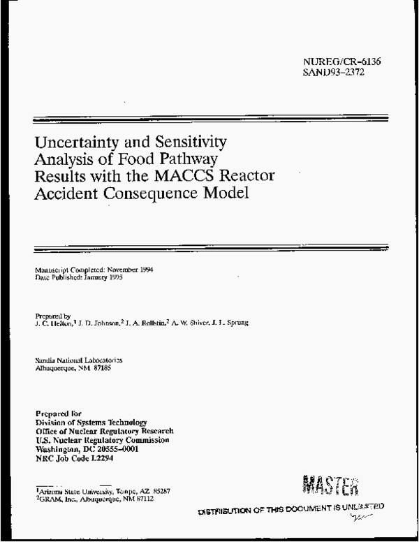(PDF) Uncertainty and sensitivity analysis of food pathway results with the MACCS reactor ...