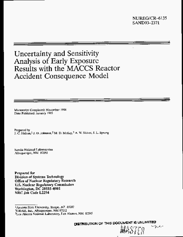 (PDF) Uncertainty and sensitivity analysis of early exposure results with the MACCS reactor ...