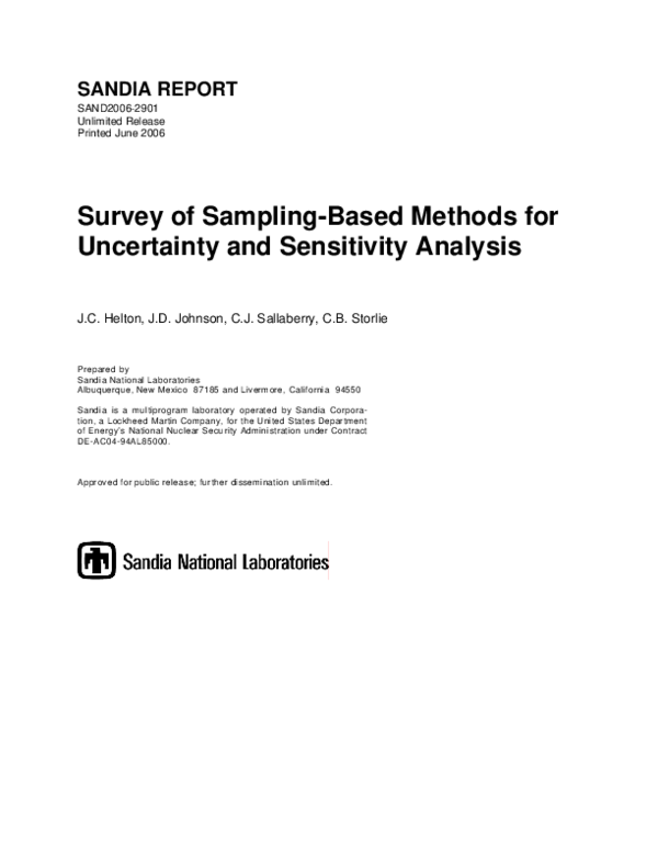 (PDF) Survey of sampling-based methods for uncertainty and sensitivity analysis