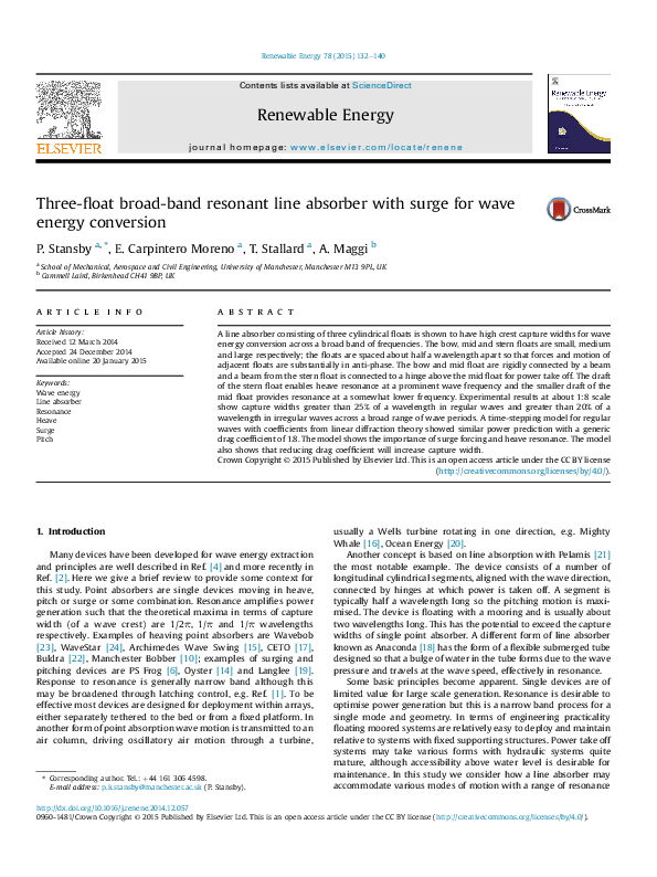 (PDF) Three-float broad-band resonant line absorber with surge for wave ...