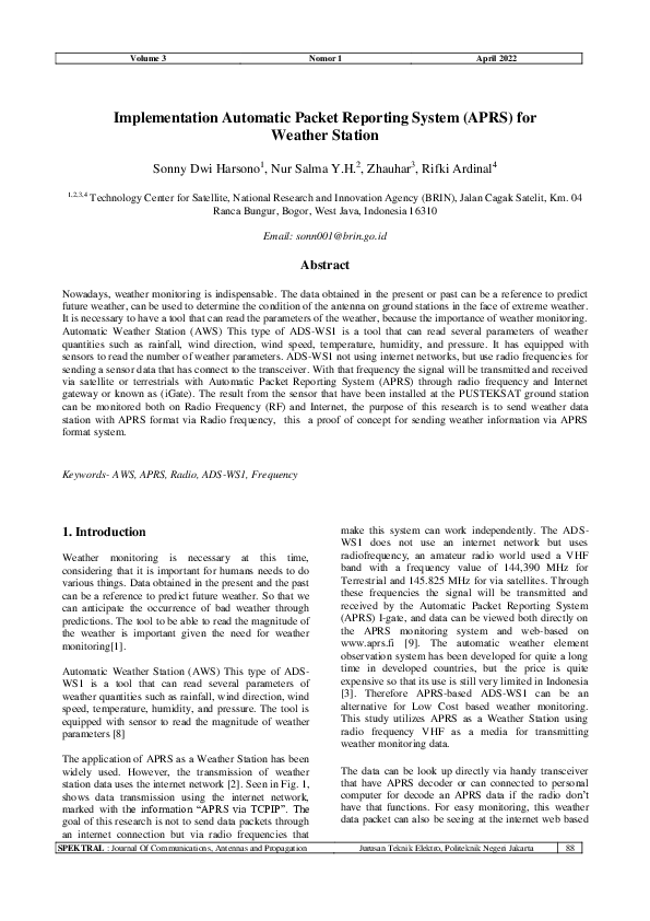 (PDF) Utilization of Automatic Packet Reporting System (APRS) for ...