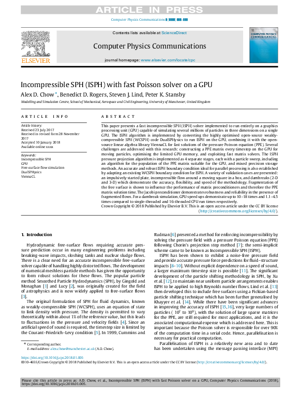 (PDF) Incompressible SPH (ISPH) with fast Poisson solver on a GPU