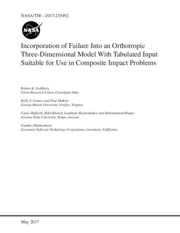 (PDF) Incorporation of Failure Into an Orthotropic Three-Dimensional ...