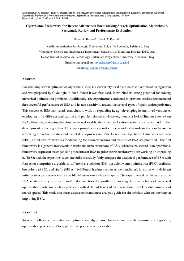 Pdf Operational Framework For Recent Advances In Backtracking Search Optimisation Algorithm A 