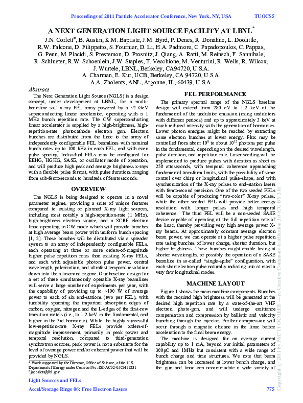 (PDF) A Next Generation Light Source Facility at LBNL
