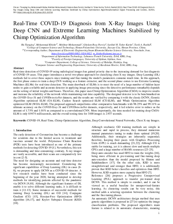 (PDF) Real‑time COVID-19 diagnosis from X-Ray images using deep CNN and extreme learning ...