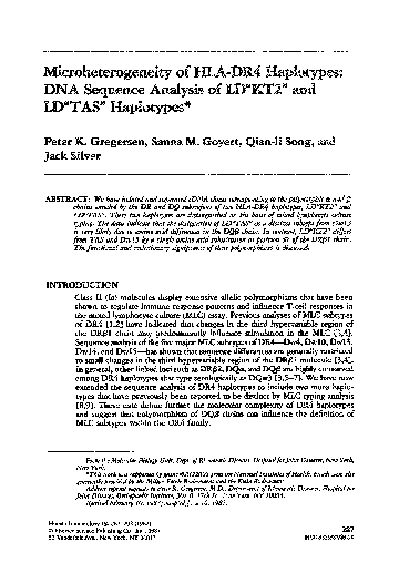 (PDF) Microheterogeneity of HLA-DR4 haplotypes: DNA sequence analysis ...