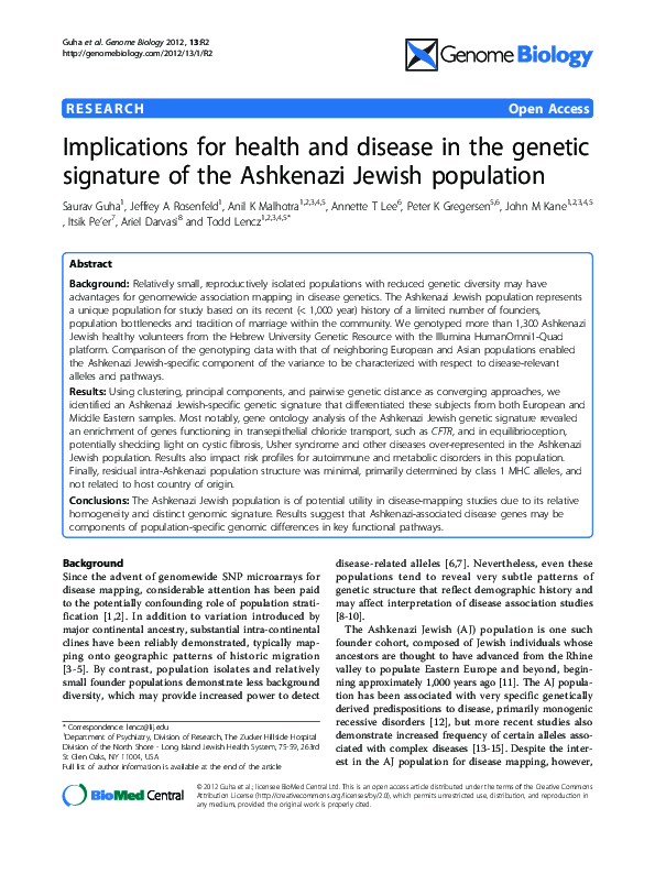 (PDF) Implications for health and disease in the genetic signature of ...