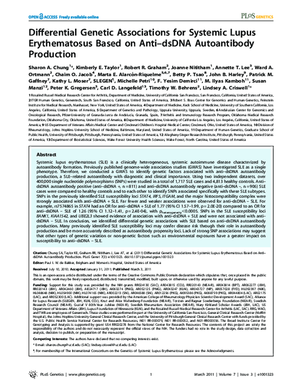 (PDF) Differential genetic associations for systemic lupus ...