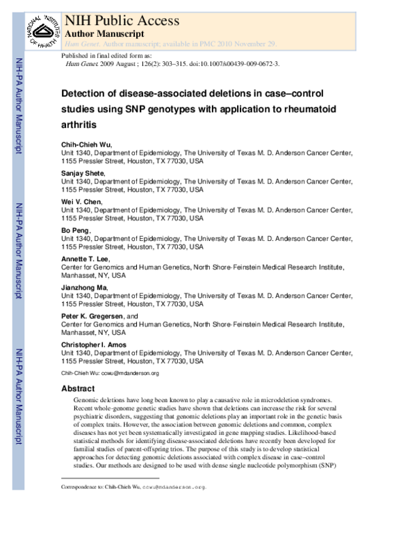 (PDF) Detection of disease-associated deletions in case–control studies ...