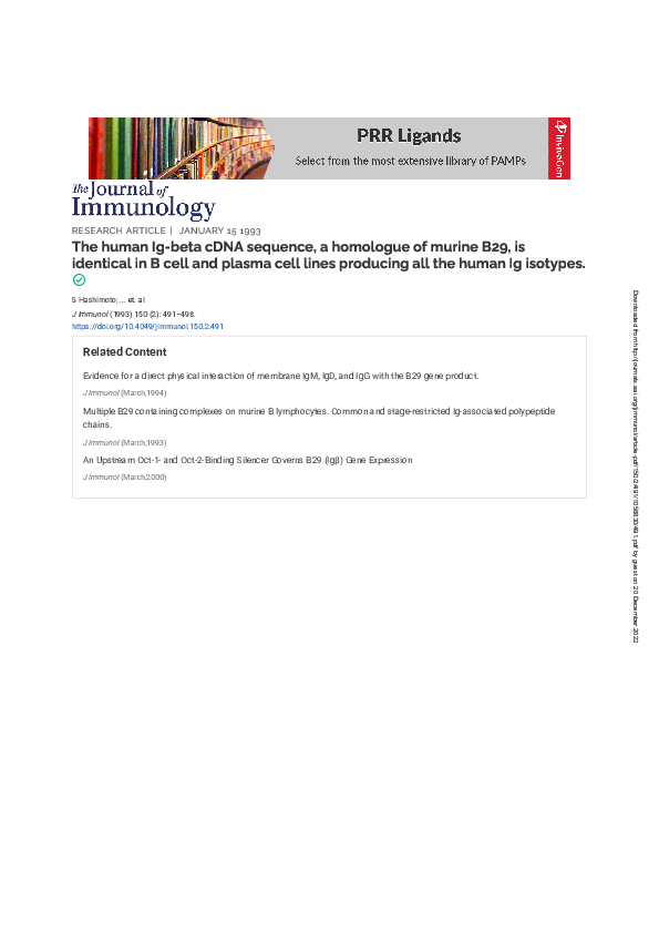 (PDF) The human Ig-beta cDNA sequence, a homologue of murine B29, is ...
