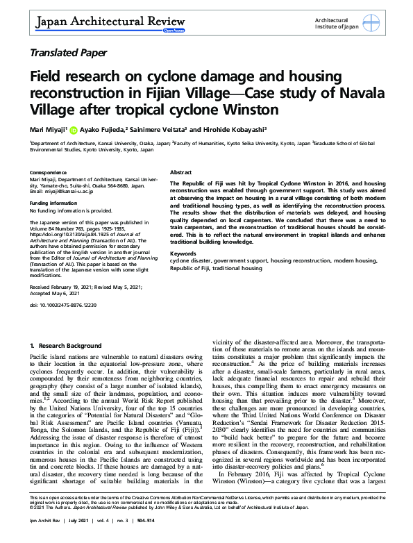 (PDF) Field research on cyclone damage and housing reconstruction in ...