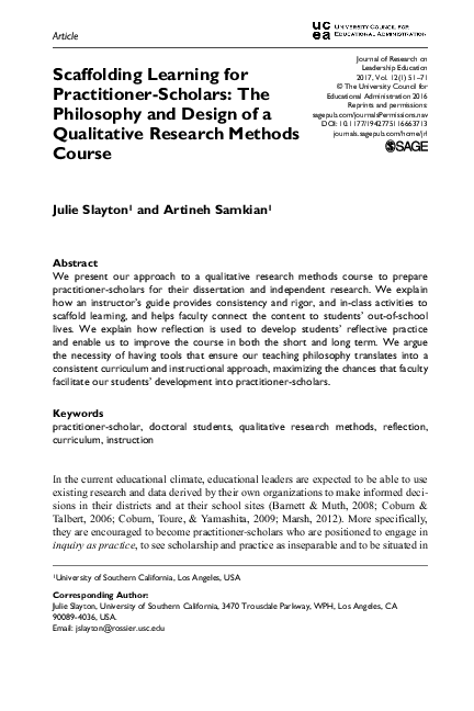 (PDF) Scaffolding Learning for Practitioner-Scholars: The Philosophy ...