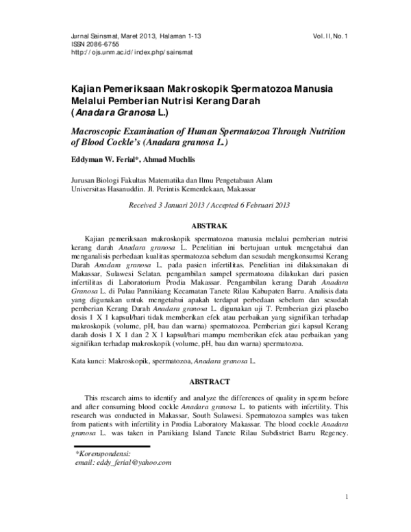 (PDF) Kajian Pemeriksaan Makroskopik Spermatozoa Manusia Melalui ...