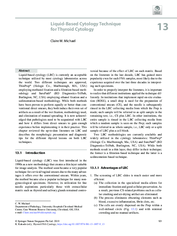 (PDF) Liquid-Based Cytology Technique for Thyroid Cytology
