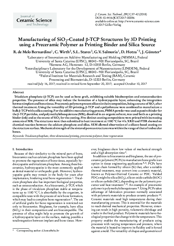 (PDF) Manufacturing of SiO2-Coated b-TCP Structures by 3D Printing ...