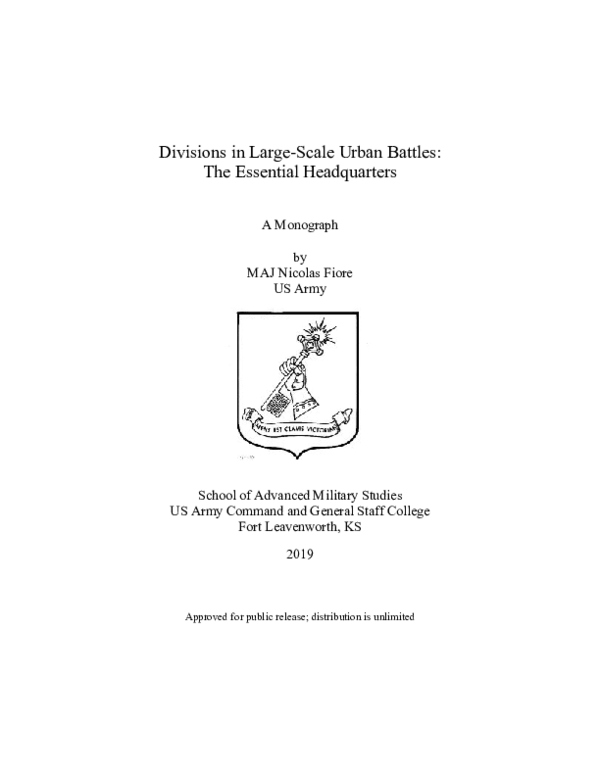 (PDF) Divisions in Large-Scale Urban Battles: The Essential Headquarters