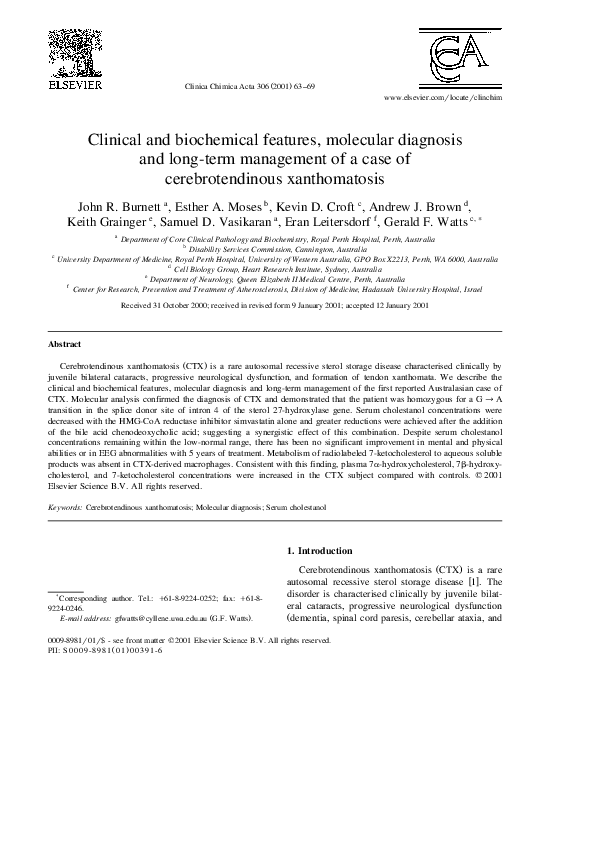 (PDF) Clinical and biochemical features, molecular diagnosis and long ...