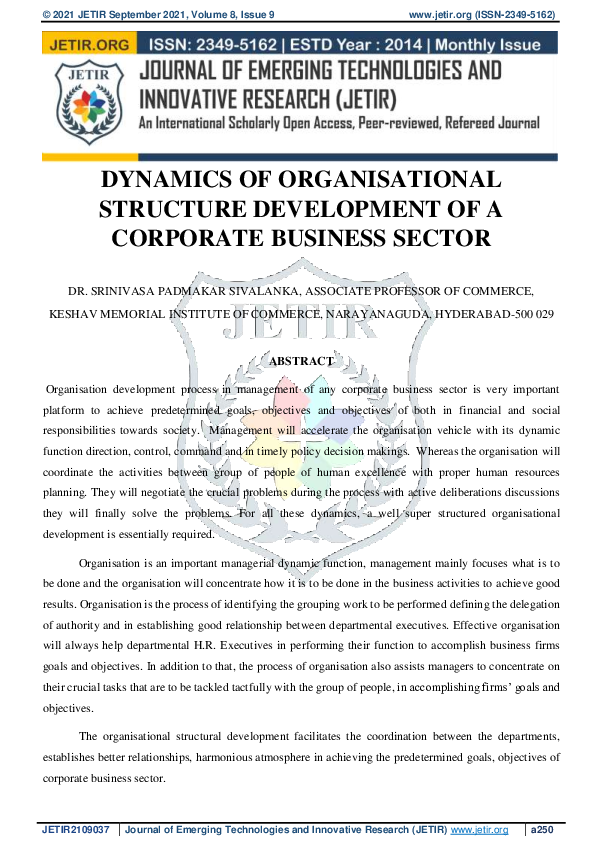 (PDF) Dynamics of Organisational Structure Development of a Corporate ...
