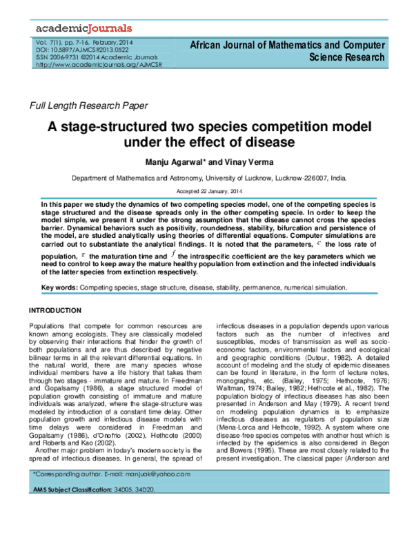 (PDF) A stage-structured two species competition model under the effect ...