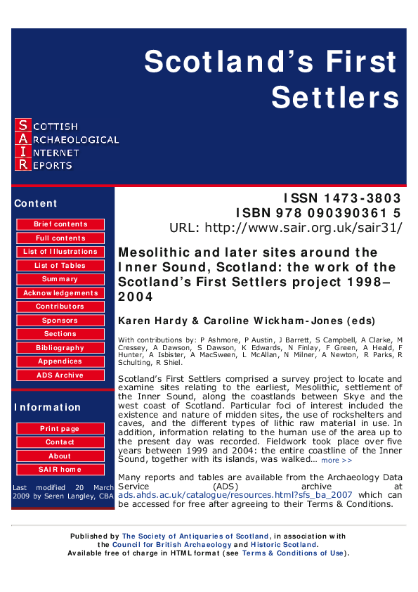 (PDF) Mesolithic and later sites around the Inner Sound, Scotland the ...