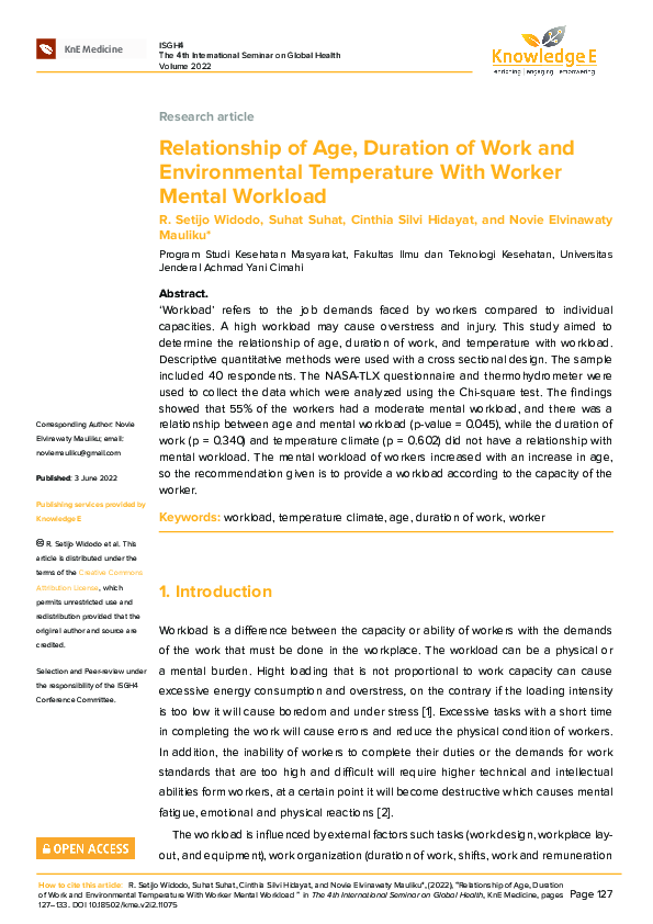 (PDF) Relationship of Age, Duration of Work and Environmental ...