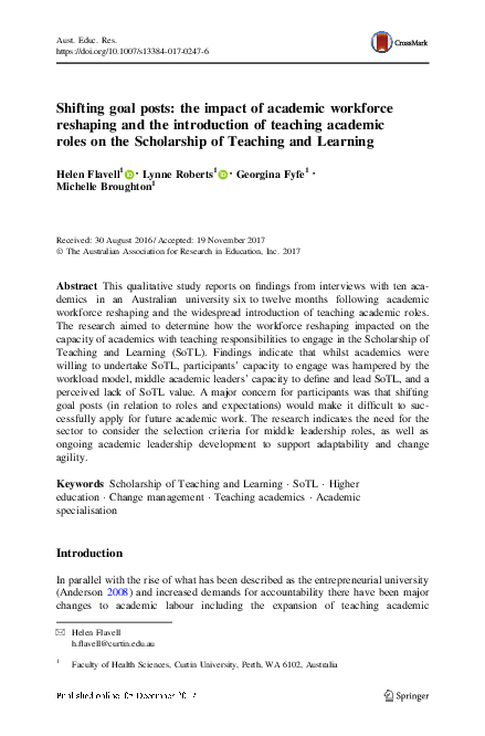 (PDF) Shifting goal posts: the impact of academic workforce reshaping ...