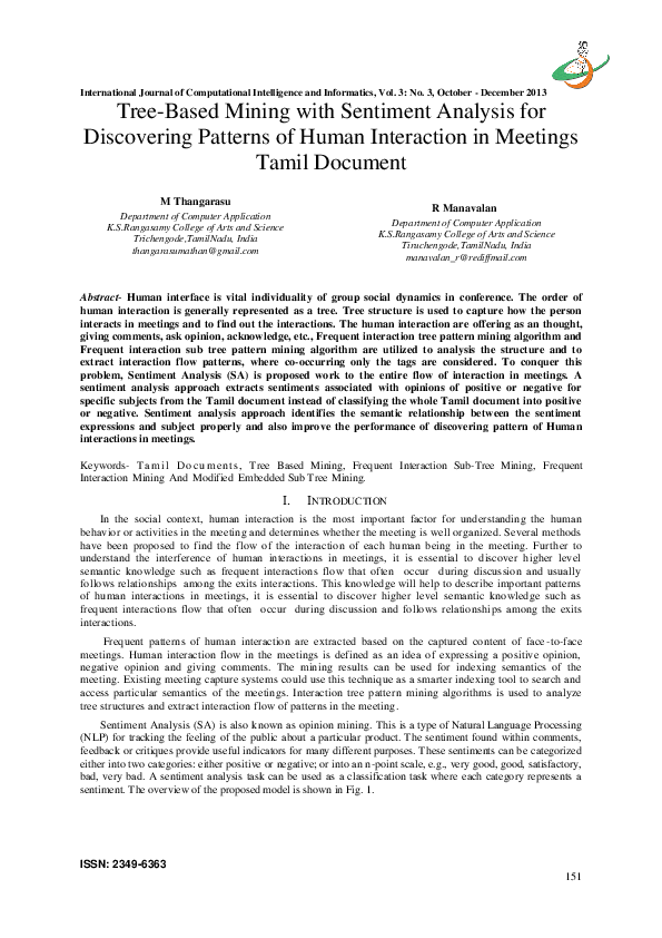 (PDF) Tree-Based Mining with Sentiment Analysis for Discovering Patterns of Human Interaction in ...
