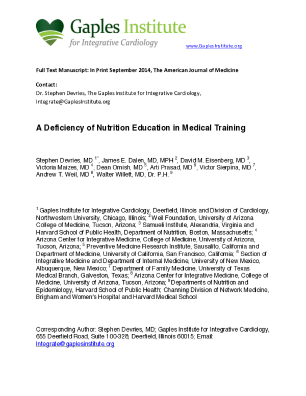 (PDF) A Deficiency of Nutrition Education in Medical Training