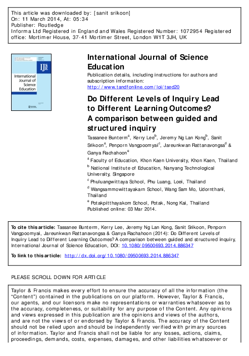 (PDF) Do Different Levels of Inquiry Lead to Different Learning ...