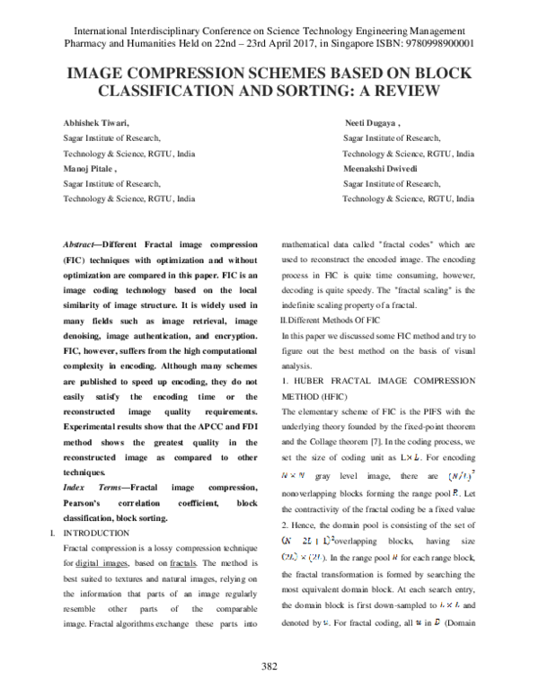 Pdf Image Compression Schemes Based On Block Classification And Sorting A Review Manoj